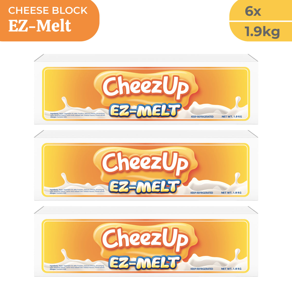 CheezUp EZ-Melt Cheese Block (1.9kg x 6) - Case – MerQado Food Ingredients